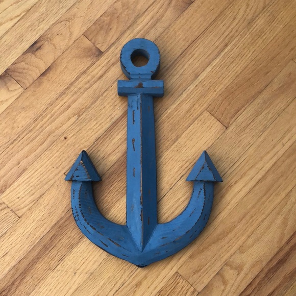 Wall Decor | Wood Anchor Distressed Blue Paint Wall Decor | Poshmark